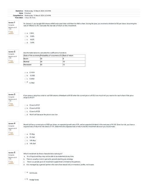 fin2601 assignment 1 semester 1 of 2024 worked questions and answers