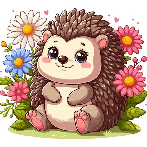 Милый ежик Вектор Иллюстрация мультфильма Премиум Ai сгенерированный вектор