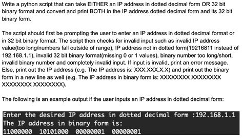 Solved Write A Python Script That Can Take Either An Ip