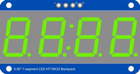 How To Use Adafruit 0 56 Inch 7 Segment Led Backpack Green Pinouts Specs And Examples