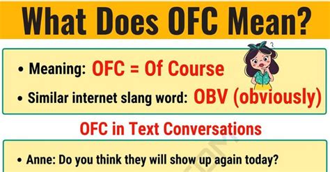 Ofc Meaning Origin And Examples • 7esl Slang Words Text Conversations Text Abbreviations
