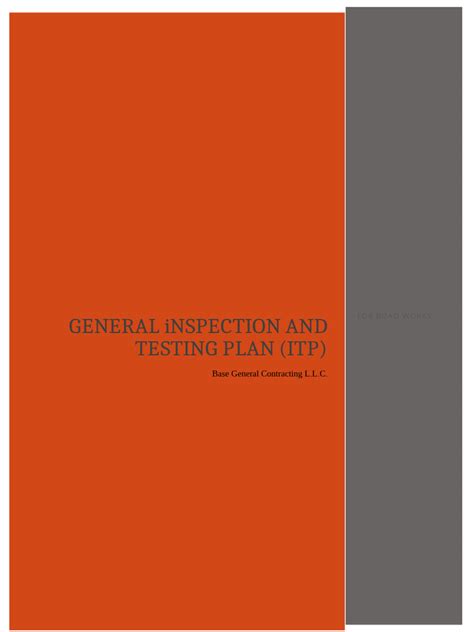 Inpection And Testing Plan Itp Pdf