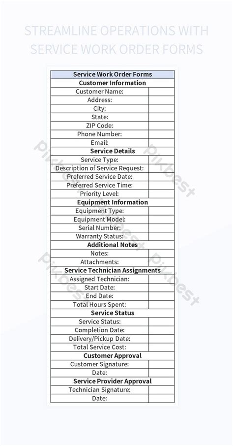 Streamline Operations With Service Work Order Forms Excel Template