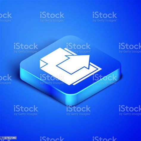 파란색 배경에 격리된 다음 페이지 화살표 아이콘입니다 화살표가 있는 파일 문서입니다 문서를 보냅니다 파란색 사각형 버튼입니다 벡터 일러스트레이션 개념에 대한 스톡 벡터 아트