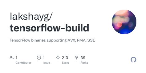 GitHub Lakshayg Tensorflow Build TensorFlow Binaries Supporting AVX FMA SSE