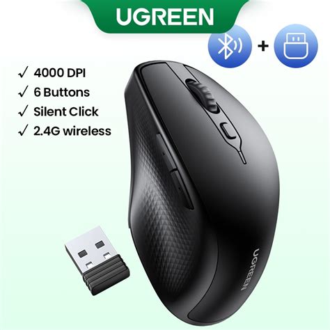 Ugreen Wireless Bluetooth Mouse With 5 Silent Buttons 2 4g Bluetooth 5 0 And Usb Mini Receiver 4
