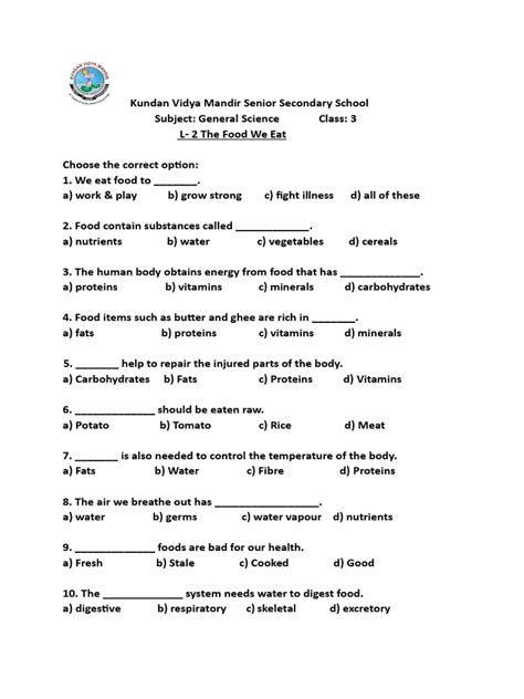 Class 3 Mcq L 2 Pdf