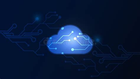 Data Cloud Storage Technology On Circuit Board Futuristic Server Room And Equipment For