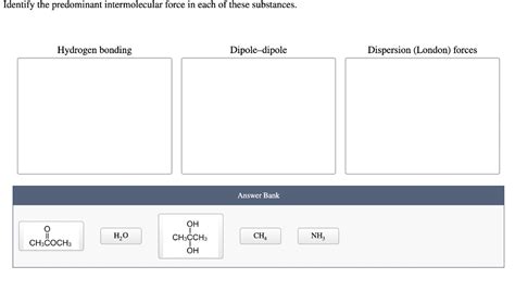 Solved Identify The Predominant Intermolecular Force In Each