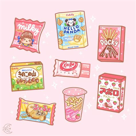 Japanese Snacks Cute Drawings Cute Food Drawings Candy Drawing