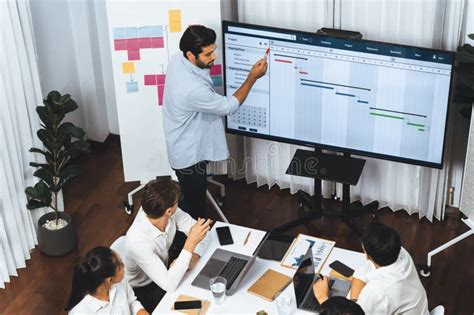 Project Manager Communicate And Collaborate With Team Prudent Stock Image Image Of Agenda