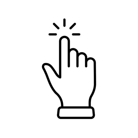 Press Gesture Of Computer Mouse Pointer Finger Black Line Icon Cursor