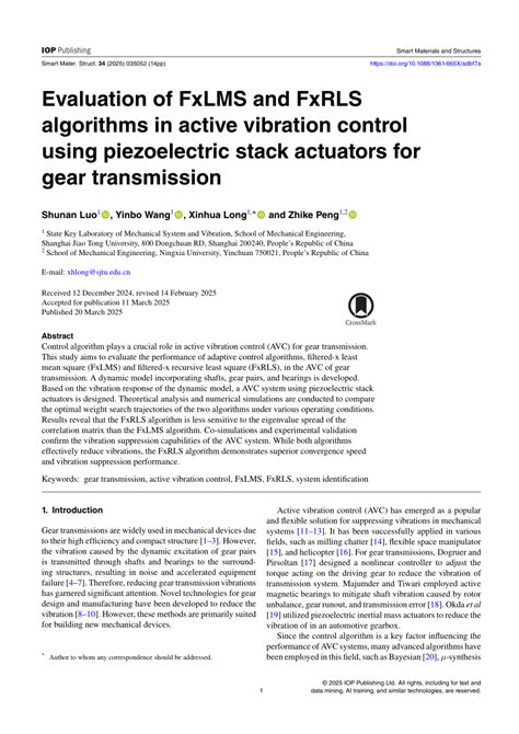 Evaluation Of Fxlms And Fxrls Algorithms In Active Vibration Control Using Piezoelectric Stack