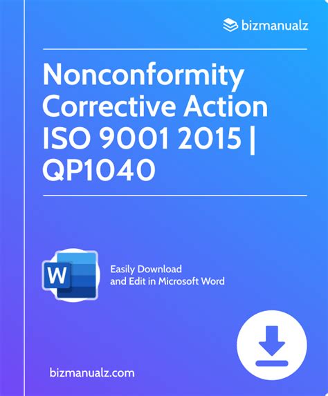 Iso9001 2015 Nonconformity Corrective Action Proceduretemplate Word