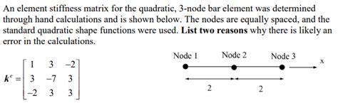 Solved An Element Stiffness Matrix For The Quadratic 3 Node