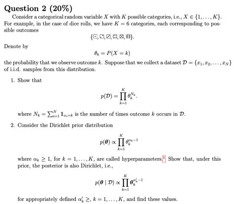 Solved Question 2 20consider A Categorical Random