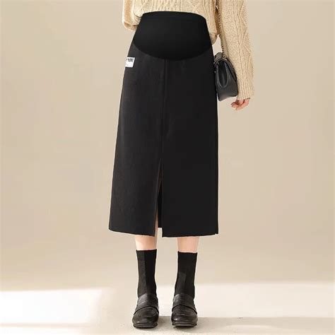 Badu Bg Есенни зимни коремни поли за бременни Дълги свободни ежедневни бременни памучни дрехи