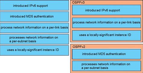 Compare Different Features Between Ospfv2 And Ospfv3 Drag And Drop The Descriptions Of Ospf