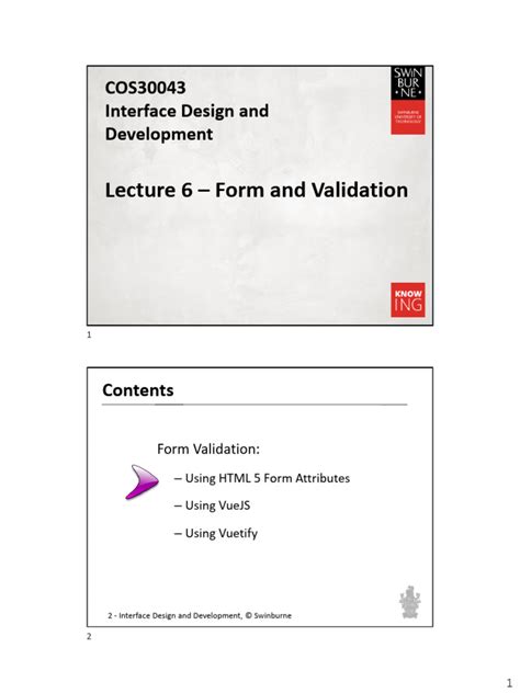Cos30043 Lecture 06 Forms And Validation Pdf Html Software