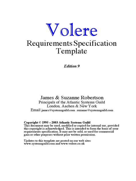 Volere Template Pdf Use Case Copyright