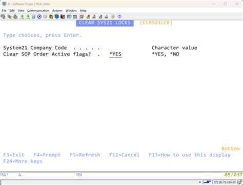 Clrs21lck Clear System21 Locks Software Projex Ibm I Iseries