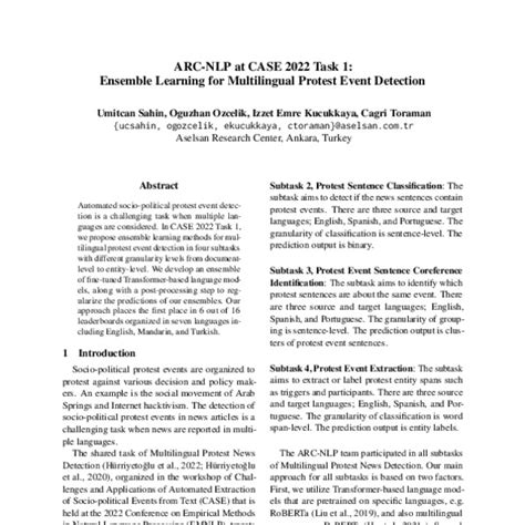 Arc Nlp At Case 2022 Task 1 Ensemble Learning For Multilingual Protest Event Detection Acl