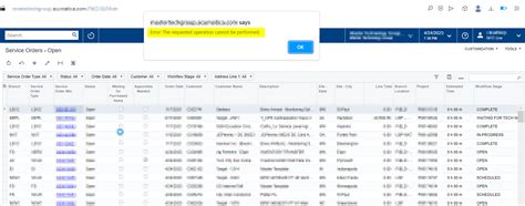 Service Orders The Requested Operation Cannot Be Performed Community