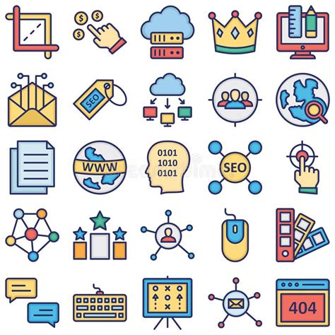 Web And Optimization Isolated Vector Icons Set Which Can Easily Modify Or Editable Stock Vector