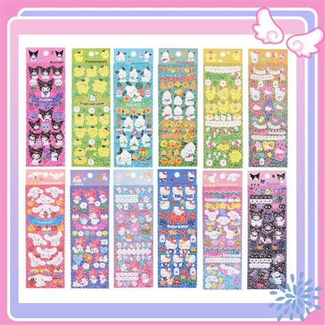 귀여운 헬로 키티 레이저 구 카드 스티커 쿠로메 멜로디 만화 손 계정 작은 카드 재료 장식 장난감 선물 Aliexpress