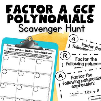 Gcf Polynomial Teaching Resources TPT