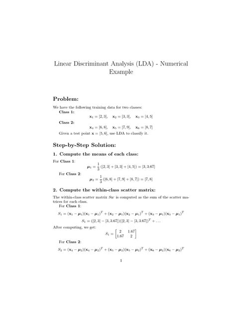 Lda Numerical Example Pdf