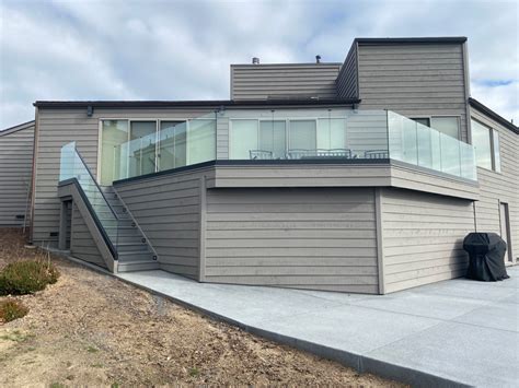 All Glass Railing Without Top Cap Base Shoe Mount Matte Black Base