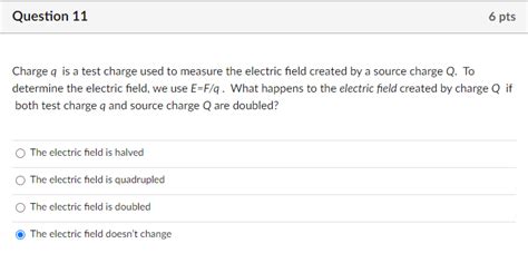 Solved Charge Q Is A Test Charge Used To Measure The Chegg Com