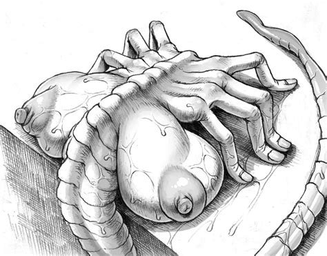 Rule 34 Alien Alien Franchise Breasts Crotchhugger Double Deck Facehugger Female Monochrome