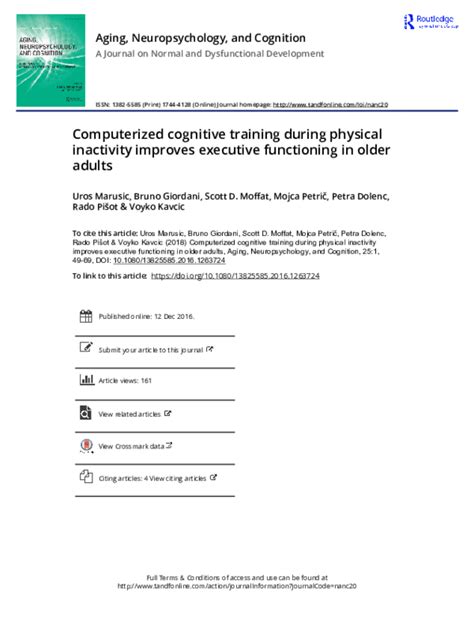 Pdf Computerized Cognitive Training During Physical Inactivity Improves Executive Functioning