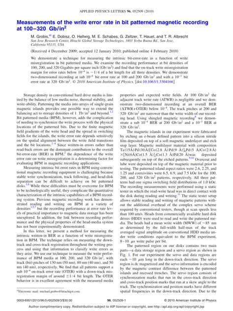 Pdf Measurements Of The Write Error Rate In Bit Patterned Magnetic