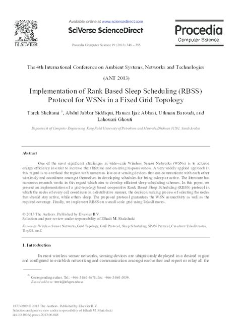 Pdf Implementation Of Rank Based Sleep Scheduling Rbss Protocol For