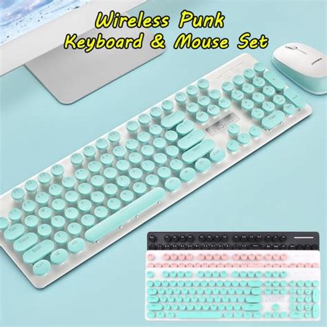 Cute Universal Wireless Punk Keyboard Mouse Set Battery Powered Wish