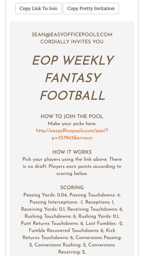 1 week fantasy football pool