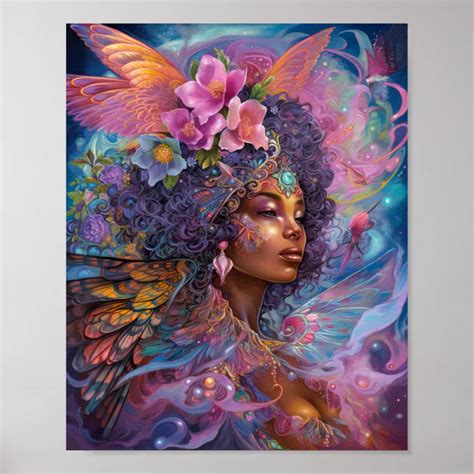 African American Black Goddess Queen Fantasy Art P Poster Zazzle