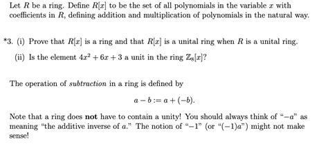 Solved Let R Be A Ring Define R X To Be The Set Of All Chegg Com