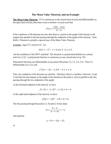 the mean value theorem