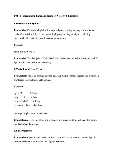 Solution Python Programming Language Beginners Notes With Examples