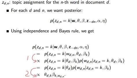 Machine Learning Derivation Of The Posterior Over Topics In Lda