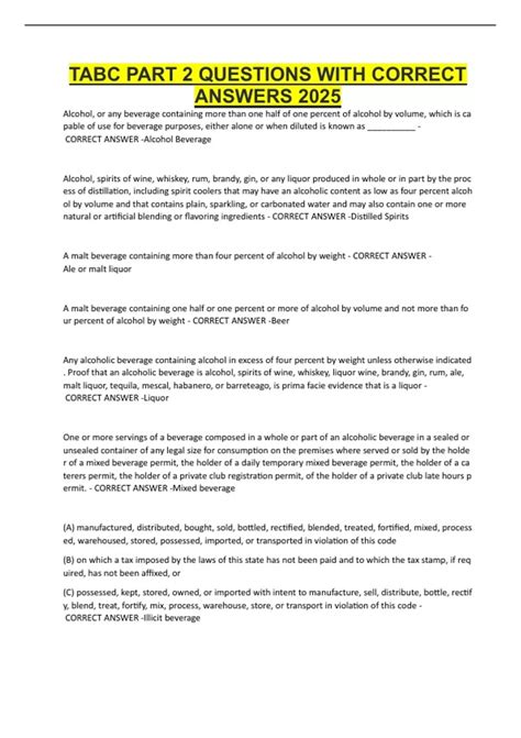 Tabc Part 2 Questions With Correct Answers 2025 Tabc Stuvia Us