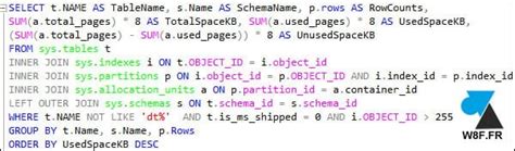 SQL Server lista de tablas por tamaño de espacio en disco