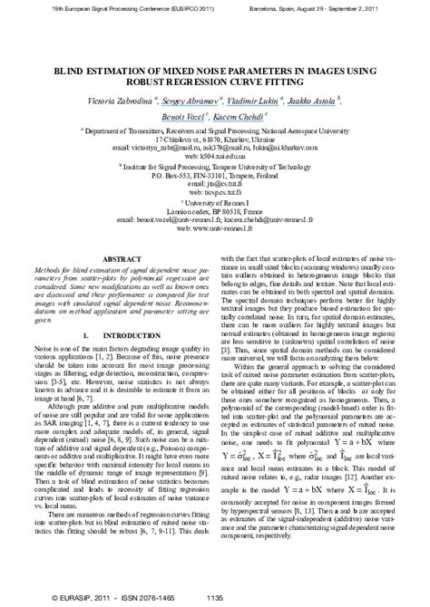 Pdf Blind Estimation Of Mixed Noise Parameters In Images Using Robust