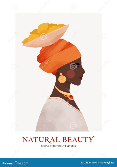 Vector Illustration African American Black Young Beautiful Woman