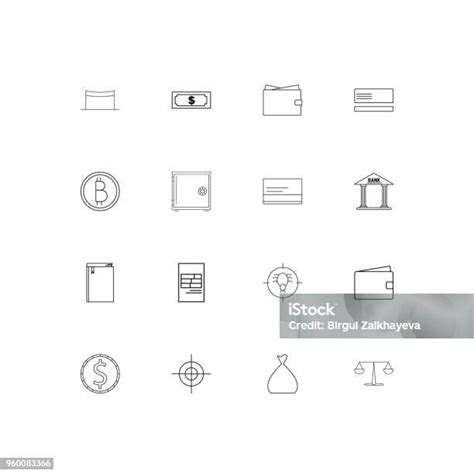 은행 금융 및 돈을 선형 얇은 아이콘 설정 합니다 간단한 벡터 아이콘 설명 0명에 대한 스톡 벡터 아트 및 기타 이미지 0명 가방 동전 Istock