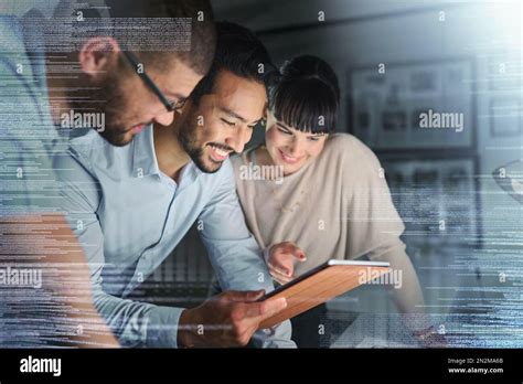 Business People Coding Group And Information Technology With Tablet